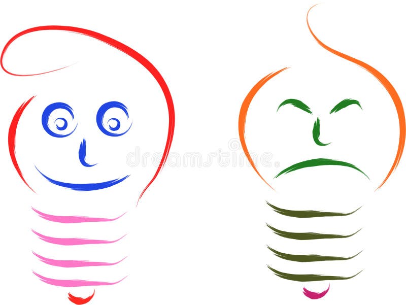 Happy sad bulb stock vector. Illustration of doodle, power - 38918132