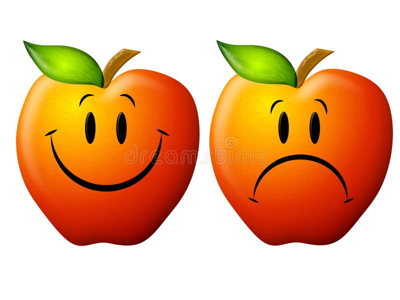 Happy and Sad Cartoon Apples Stock Illustration - Illustration of ...