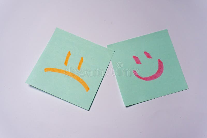 Happy and Sad Faces on Sticky Notes Stock Image - Image of expression ...