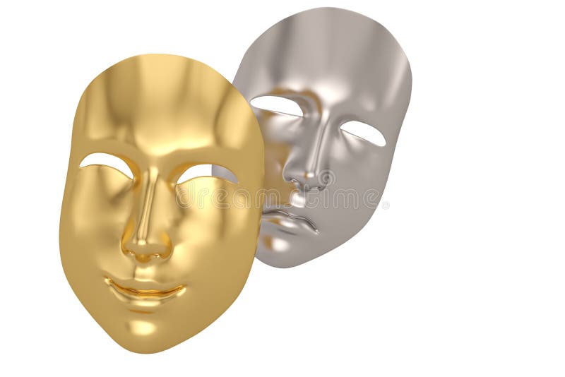 Happy and Sad Mask Isolated on White Background 3D Illustration Stock ...