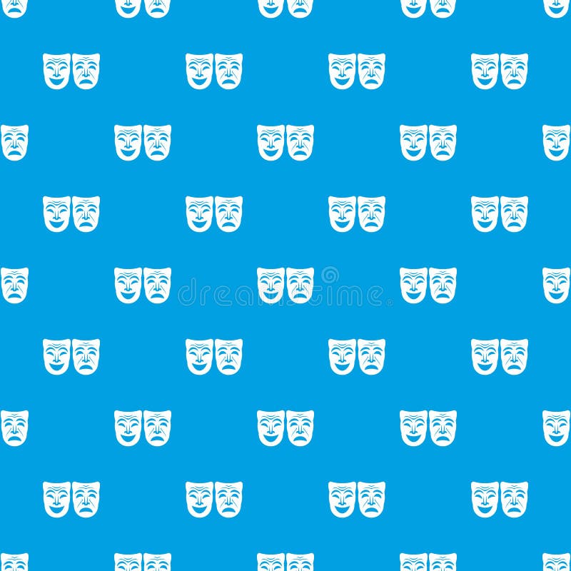 Happy and Sad Mask Pattern Seamless Blue Stock Vector - Illustration of ...