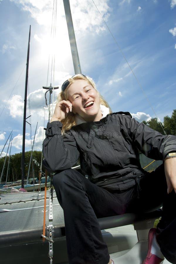 Happy sailor stock photo. Image of sitting, looking, blondy - 16374610