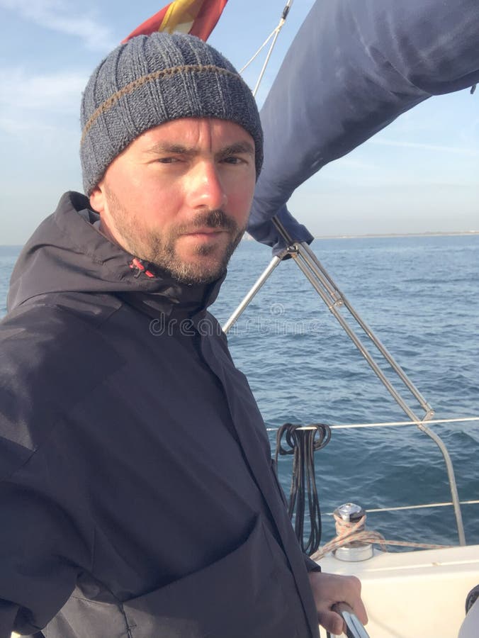 Happy Sailor Taking Selfie on Sailboat in Open Sea Stock Image - Image ...