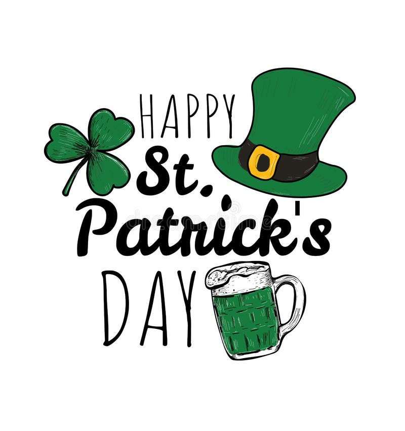Happy Saint Patrick`s Day Logotype Stock Vector Illustration Of