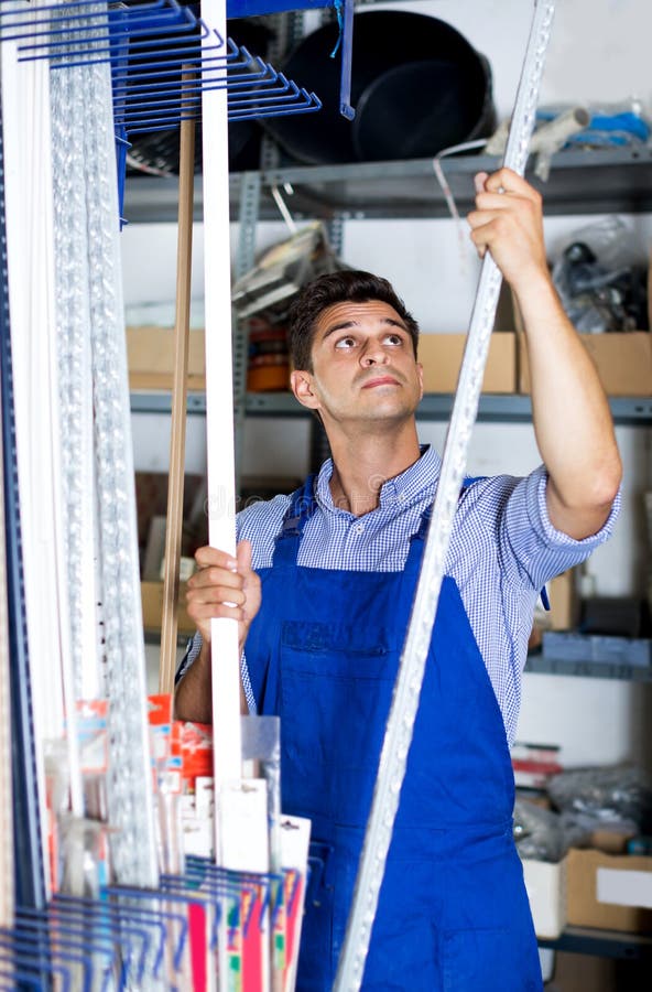 Salesman is Checking Ceiling Stock Image - Image of designer, inside ...
