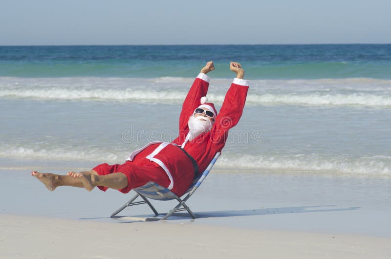 Santa Claus Christmas Holiday Beach IV Stock Photo - Image of claus ...