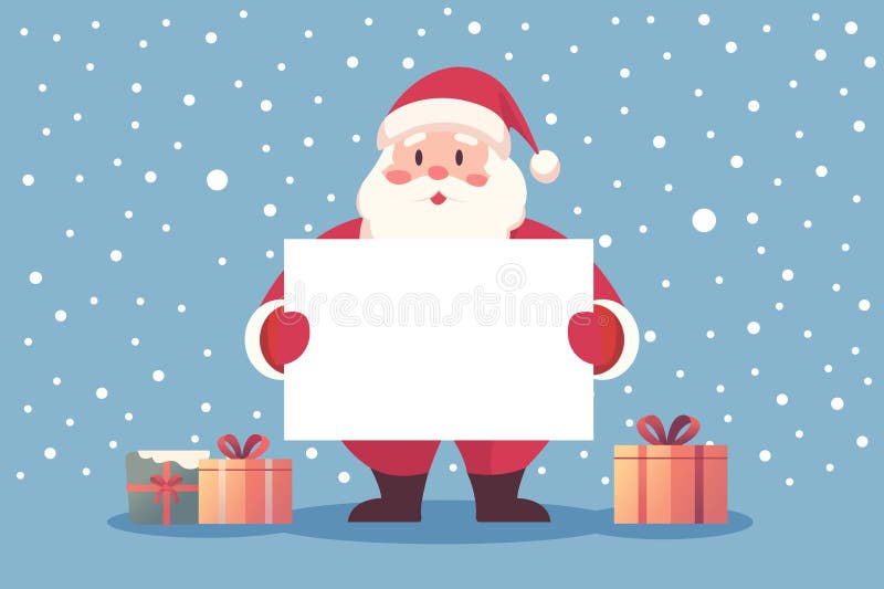 Happy Santa Claus Holding a White Blank Paper. Santa Holding Blank ...