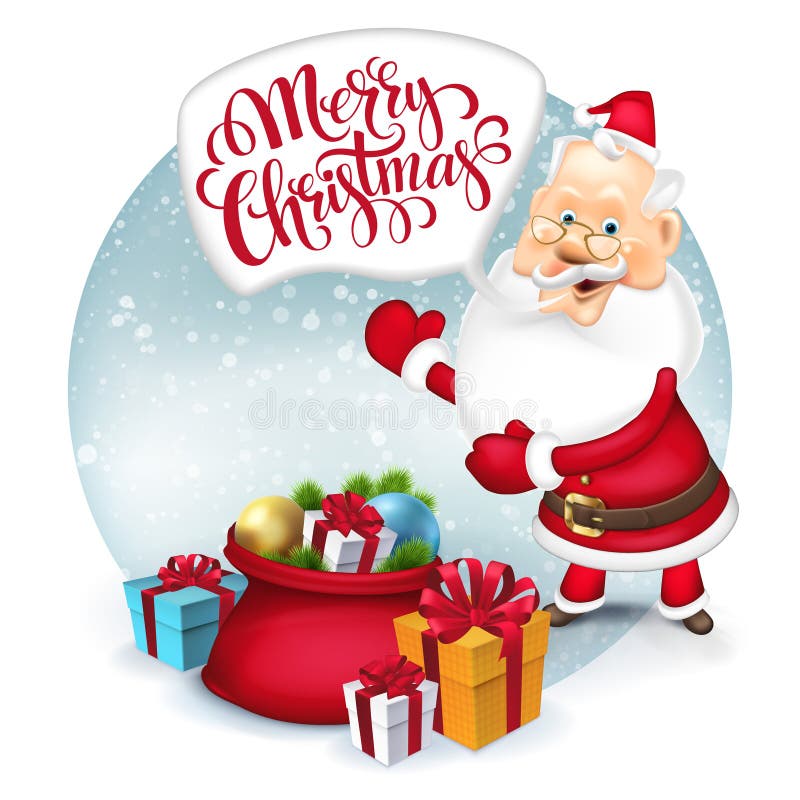 Happy Santa Clause with Gift Sack. Vector Stock Vector - Illustration ...