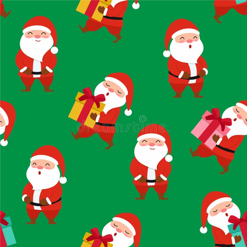 Happy Santa Pattern. Vector Seamless Texture. Stock Vector ...