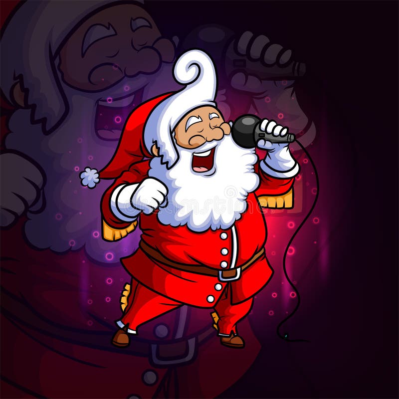 The Happy Santa is Singing Esport Logo Design Stock Vector ...