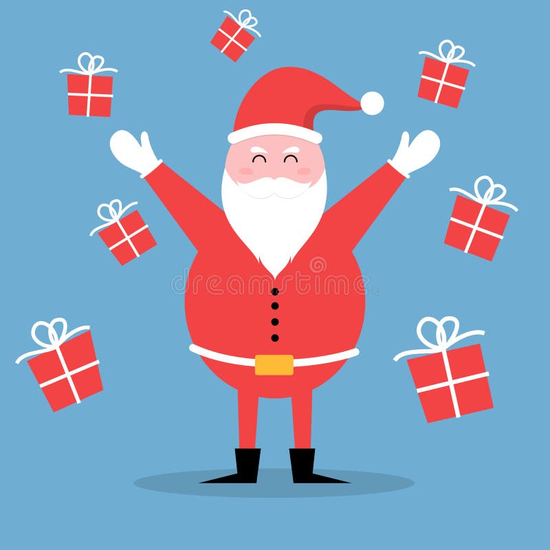 Happy Santa Throwing Presents Stock Vector - Illustration of gift ...