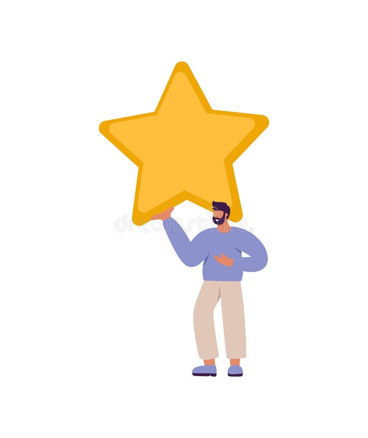 Happy and Satisfied Vector Customer Flat Man People is Holding Review ... Happy and Satisfied Vector Customer Flat Man People is Holding Review ...