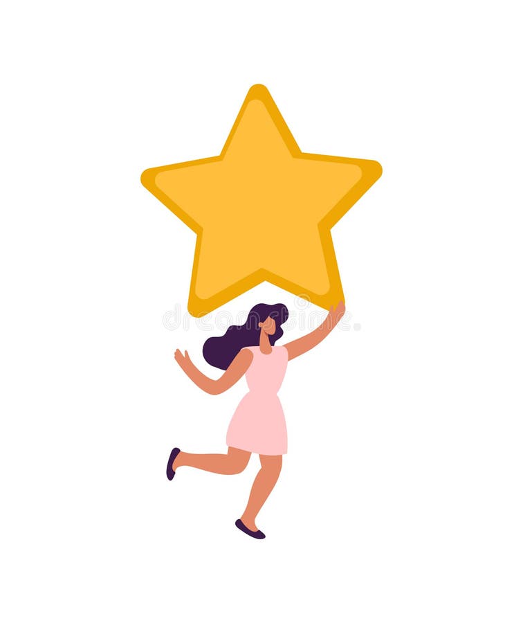 Happy and Satisfied Vector Customer Flat Woman People is Holding Review ... Happy and Satisfied Vector Customer Flat Woman People is Holding Review ...