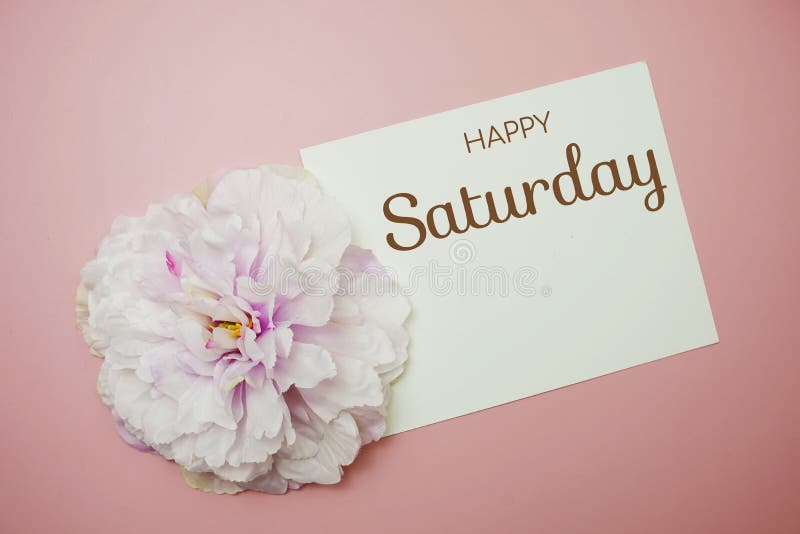 Happy Saturday Text on Wooden Planks Decoration with Flower Border ...