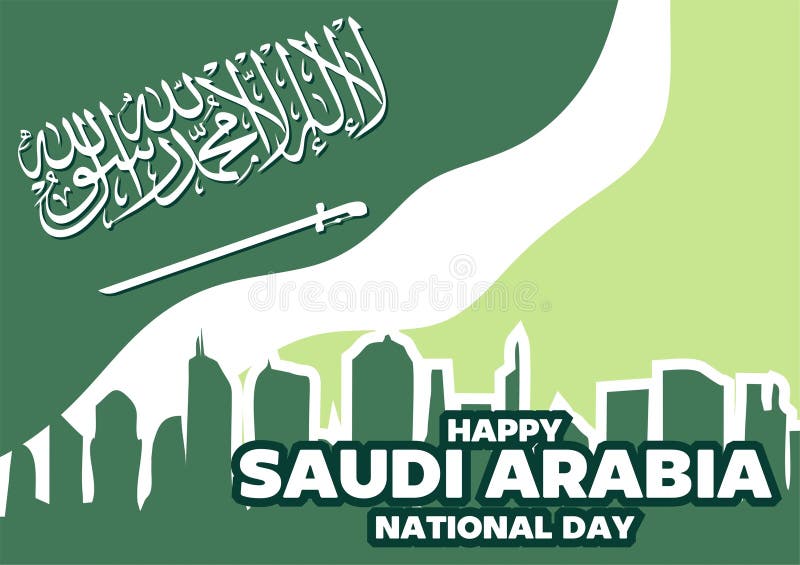 Happy Saudi Arabia National Day with Saudi Arabia Flag Stock Vector ...