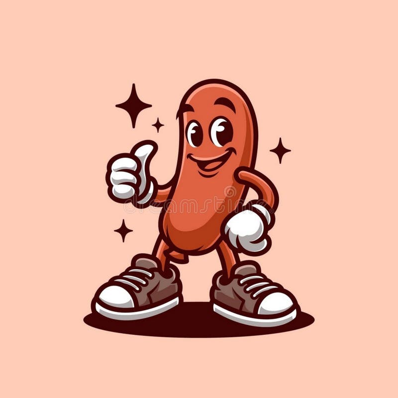 Happy Sausage Retro Vintage Character Stock Vector - Illustration of ...