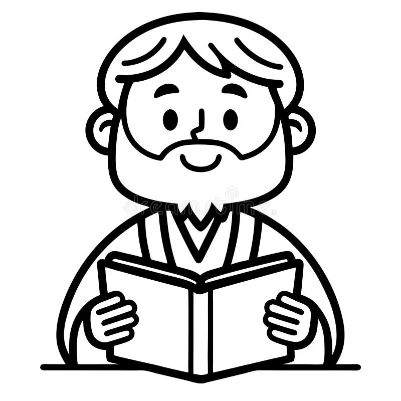 Happy Scholar Reading Book Cute Cartoon Character Design for ...