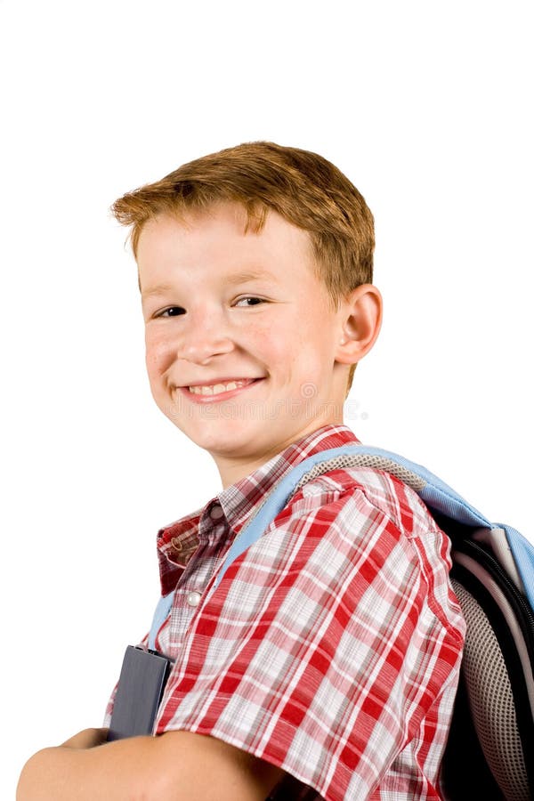 Young School Boy Holding a Books Stock Photo - Image of happiness ...
