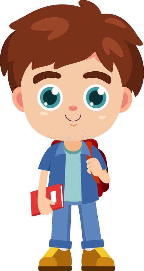 School Boy Cartoon Character Holding a Pencil Stock Vector ...