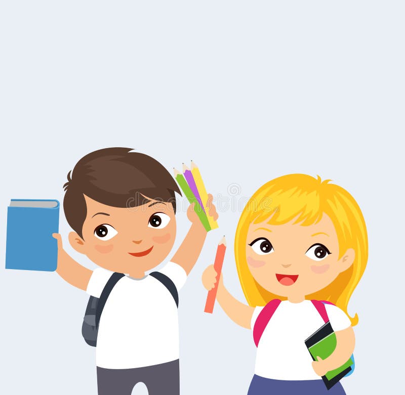 Happy School Children Cartoon Stock Vector - Illustration of board ...