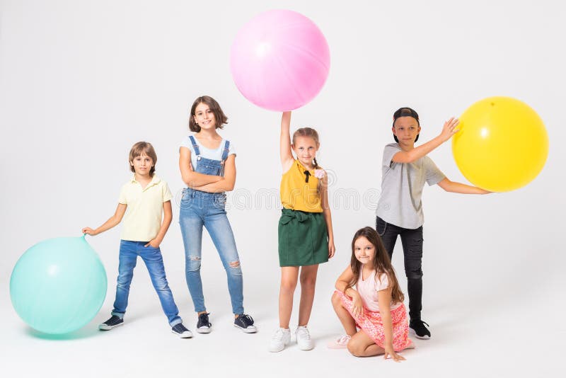 Kids with Balls during Sport Lesson at School Stock Image - Image of ...