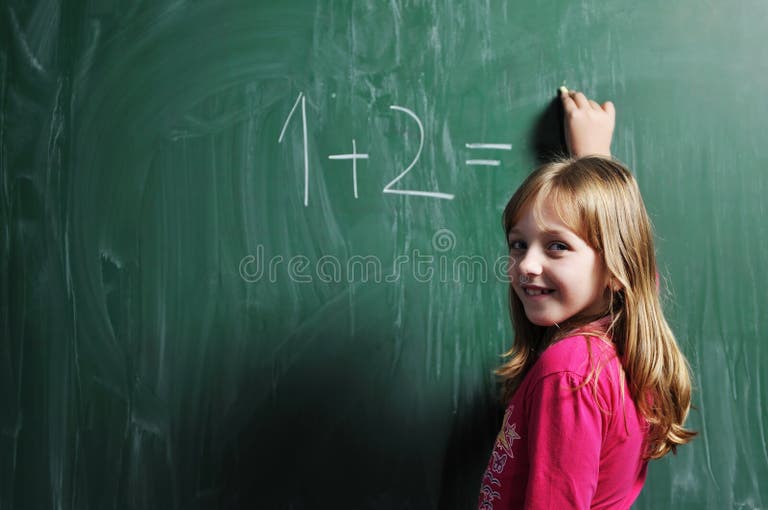 Happy School Girl on Math Classes Stock Image - Image of female, duty ...