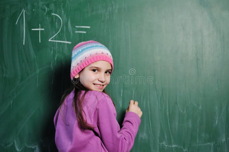 Happy School Girl on Math Classes Stock Image - Image of learn, class ...