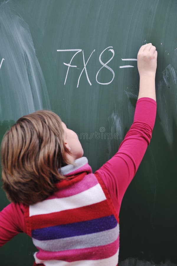 Happy School Girl on Math Classes Stock Image - Image of schoolchild ...