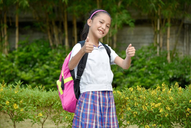 Happy School Girl with Notebooks Stock Image - Image of young, female ...