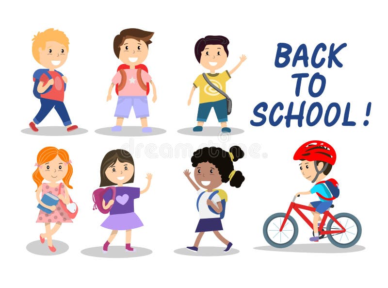 Happy School Kids on White Background, Vector Illustration Stock Vector ...