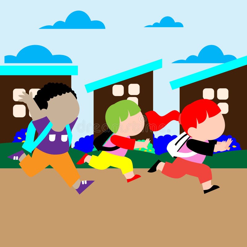 Running School Students Stock Illustrations – 609 Running School ...