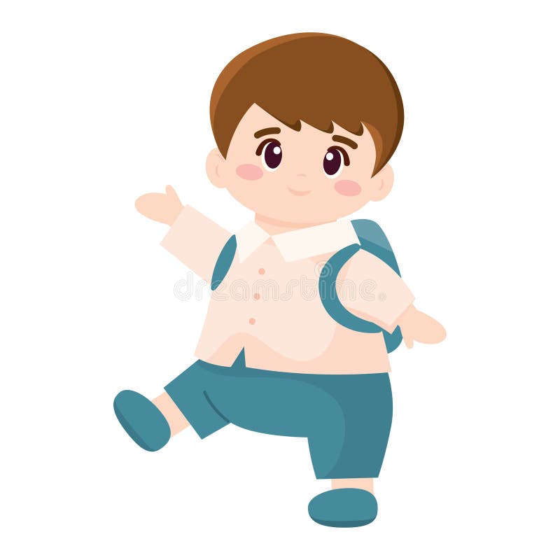 Happy Schoolboy Walking. Vector Stock Illustration - Illustration of ...