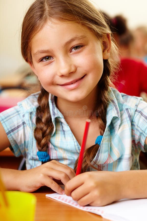 Happy schoolgirl stock image. Image of looking, childhood - 25940081
