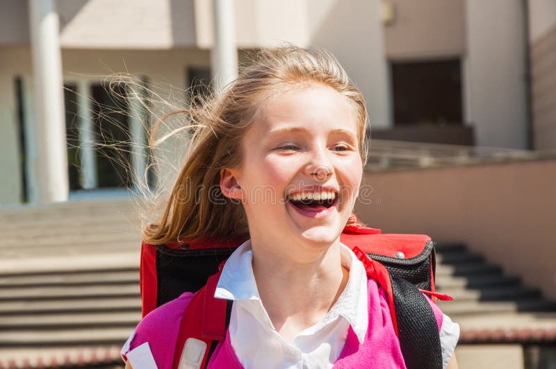 Happy schoolgirl stock photo. Image of caucasian, kids - 56158974