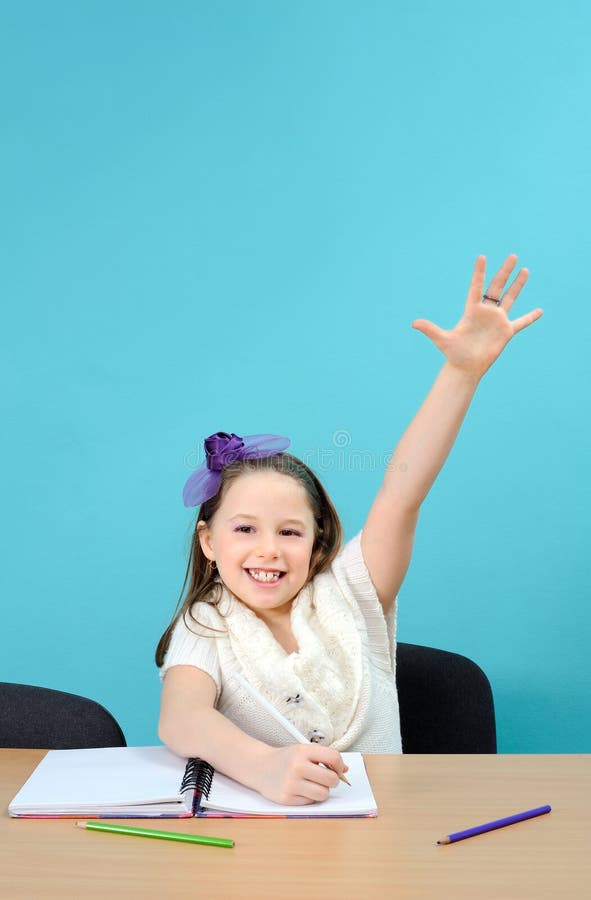 Three Happy Girls Doing Their School Work Stock Photo - Image of group ...