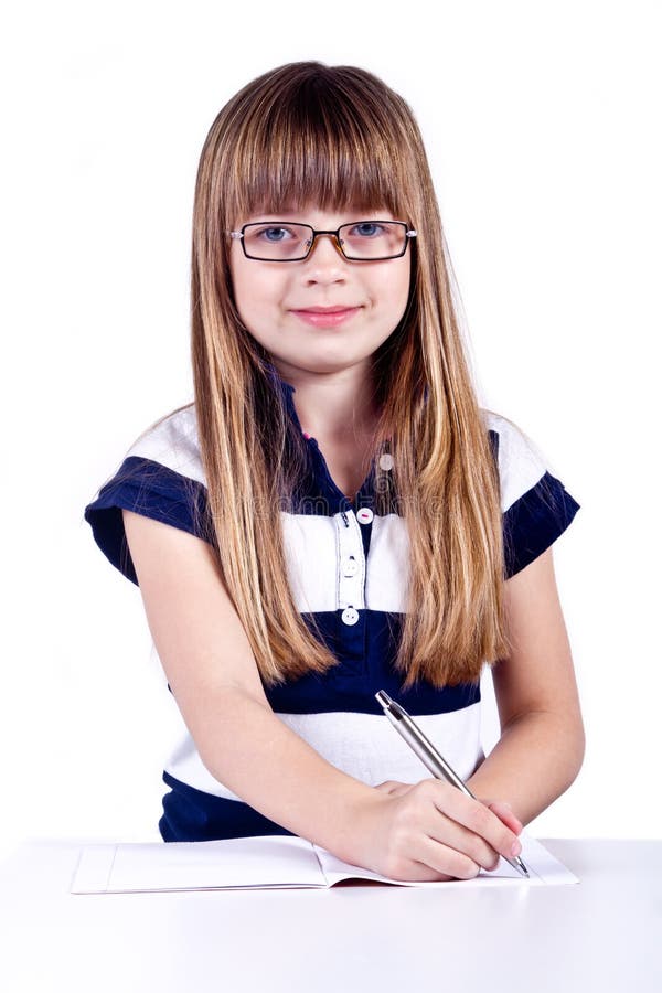 Beautiful 12 Year Old Girl Holding Pencil Stock Image - Image of blonde ...