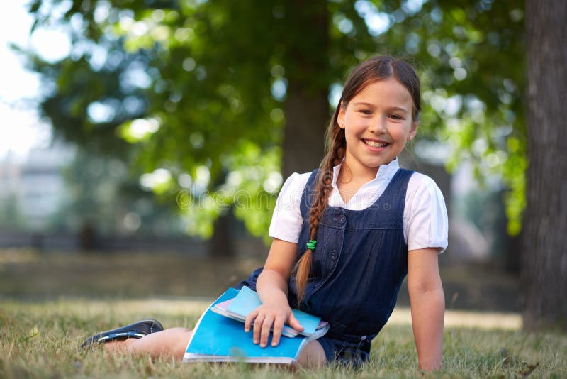 Schoolgirl in park stock image. Image of casual, people - 33944445