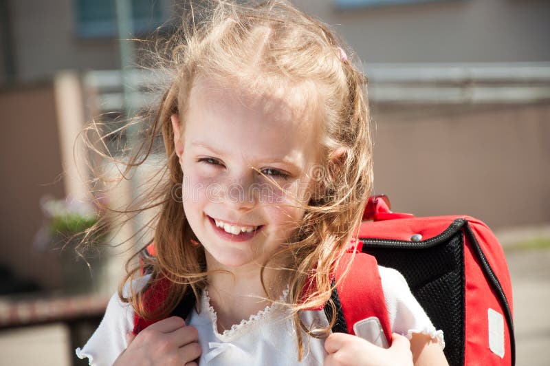 Happy schoolgirl stock image. Image of education, outdoor - 42510511