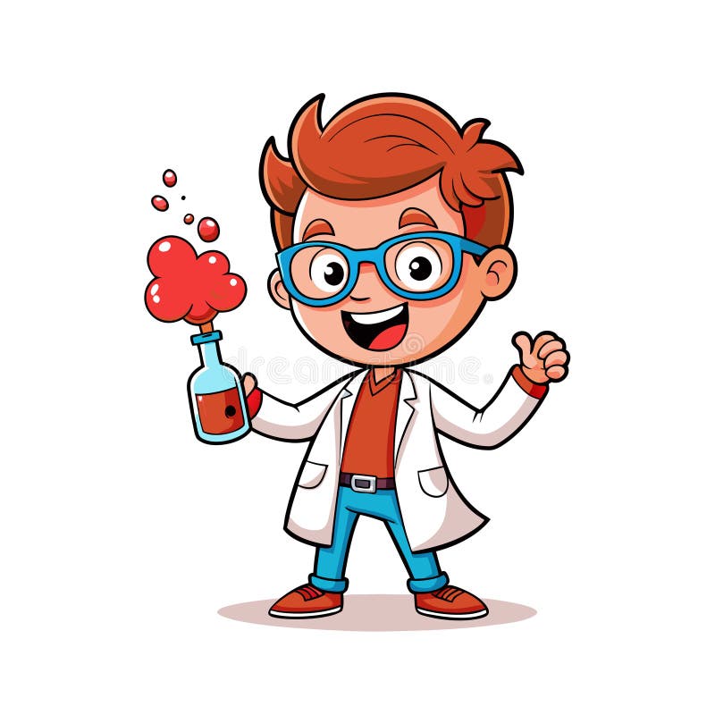 Happy Scientist Boy Character Stock Vector - Illustration of playful ...