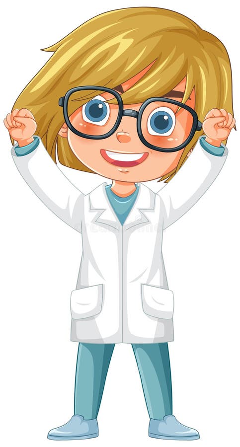 Happy Scientist in Lab Coat Stock Vector - Illustration of celebration ...