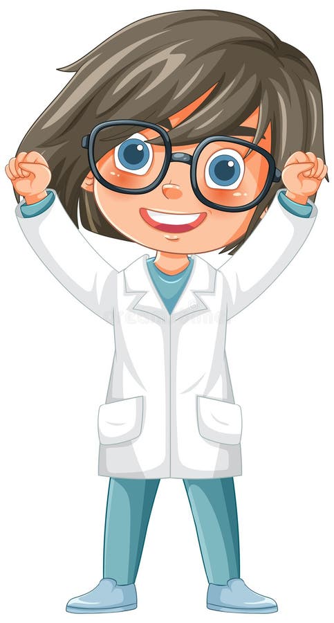 Happy Scientist in Lab Coat Stock Vector - Illustration of enthusiasm ...
