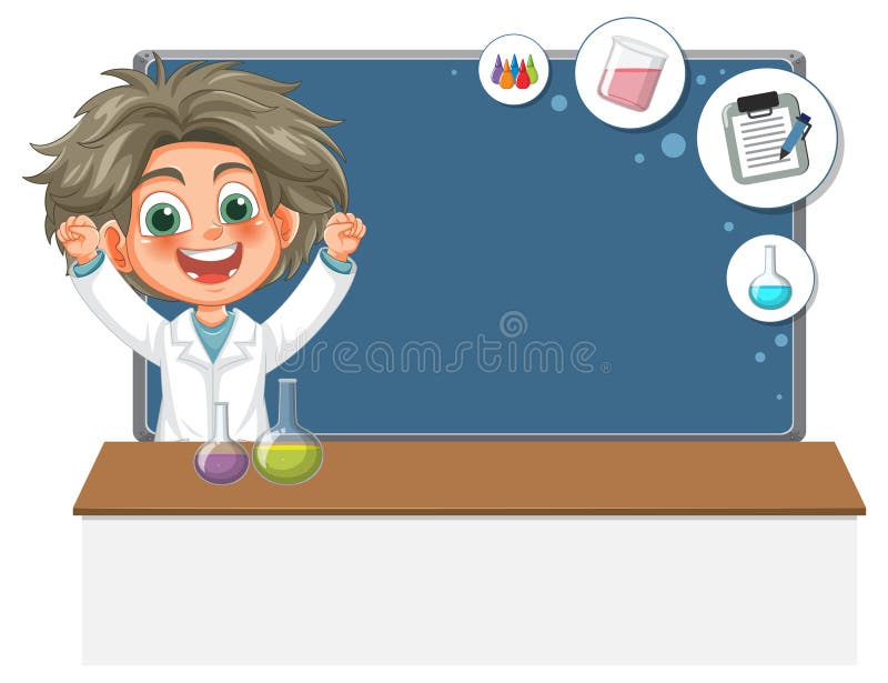 Happy Scientist with Lab Equipment Stock Vector - Illustration of ...