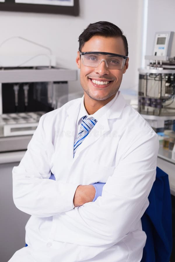 Happy Scientist Smiling at Camera with Arms Crossed Stock Photo - Image ... Happy Scientist Smiling at Camera with Arms Crossed Stock Photo - Image ...