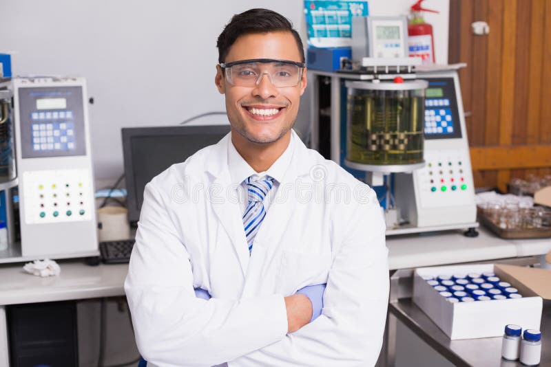 Happy Scientist Smiling at Camera with Arms Crossed Stock Image - Image ...