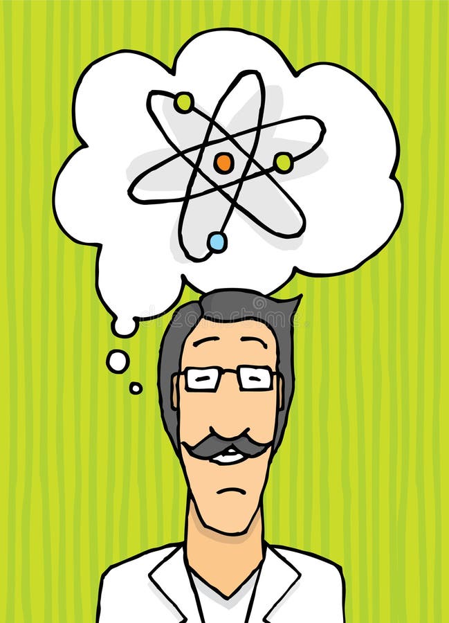 Happy scientist thinking stock illustration. Illustration of ...