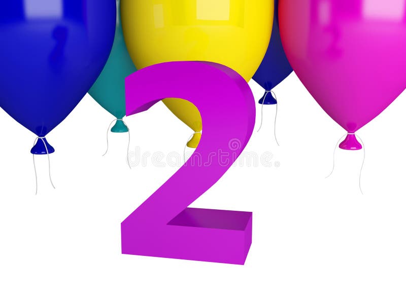 Happy Second Birthday. Purple Number Two Isolated Stock Illustration ...
