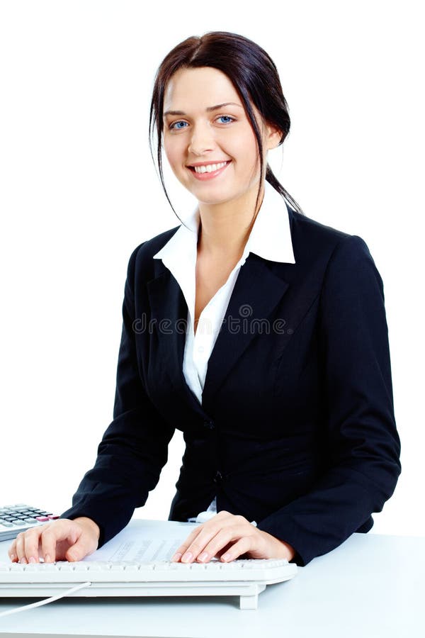 Happy secretary stock photo. Image of keyboard, keypad - 13741532