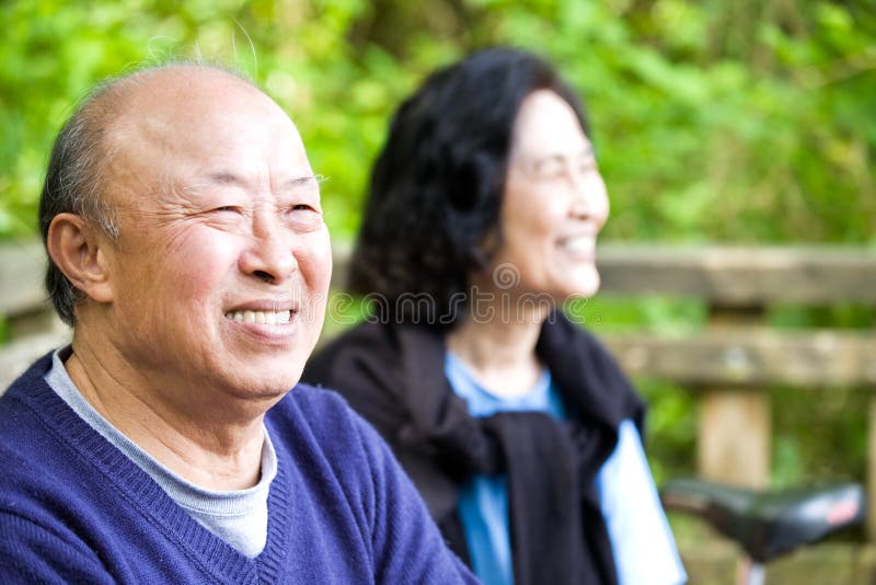 Happy senior asian couple stock photo. Image of laughing - 6112470