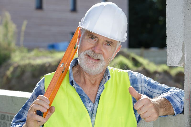 Happy Senior Construction Worker Looking at Camera Stock Image - Image ...