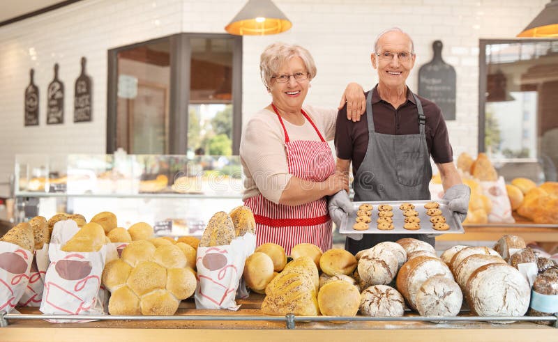 Happy Senior Couple Bakery Owners Stock Image - Image of owners, cook ...